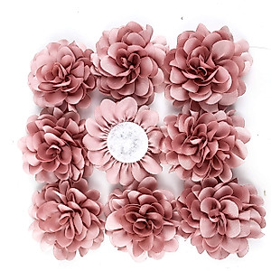 Worlds Dusty Pink Chiffon Ruffled Fabric Flower for DIY Handmade Decorative, Hair Clip,Scrapbooking and More Decoration 10PC (2-3/8" Inch)