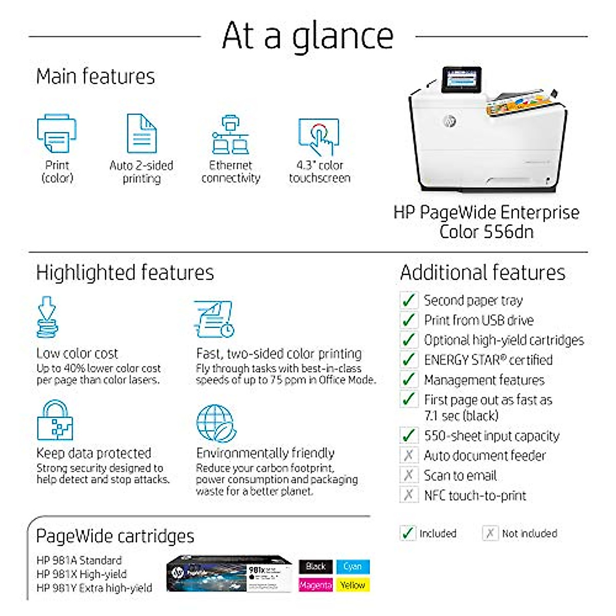 HP PageWide Enterprise Color 556dn Multifunction Duplex Printer (G1W46A)