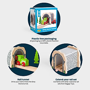 Bigjigs Rail Grey Stone Tunnel - Other Major Wooden Rail Brands are Compatible