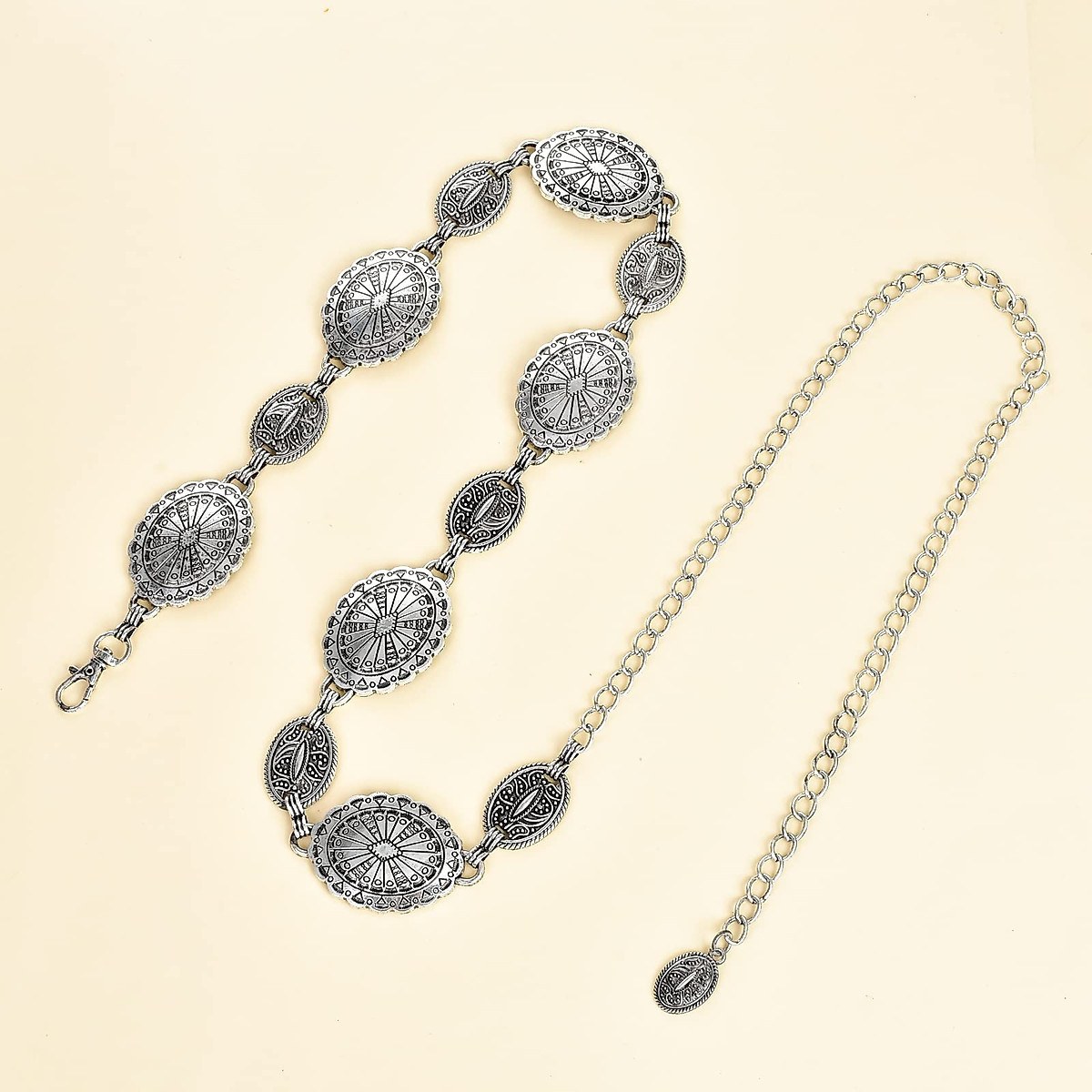 ILuvatar Waist chain women's metal chain dress with butterfly sweater chain Silver retro waist chain punk belt