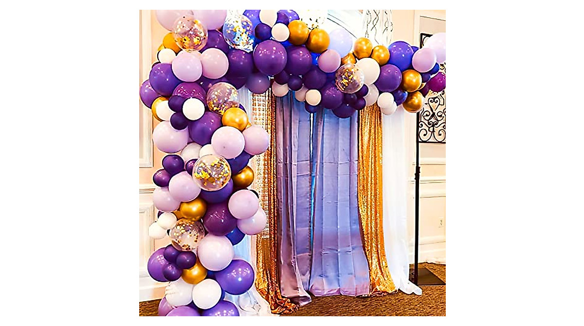 BBeitoo Purple and Gold Balloon Arch Kit - Elegant Party Decor