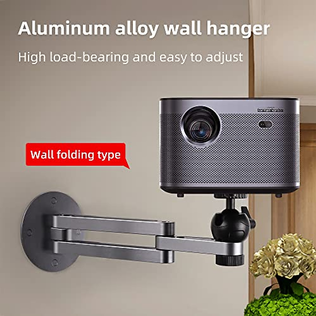 Blanou Foldable Projector Wall Mount Aluminum Alloy Adjustable Projector hange Universal Porjector Mount Projectors Bracket with 360 Rotating