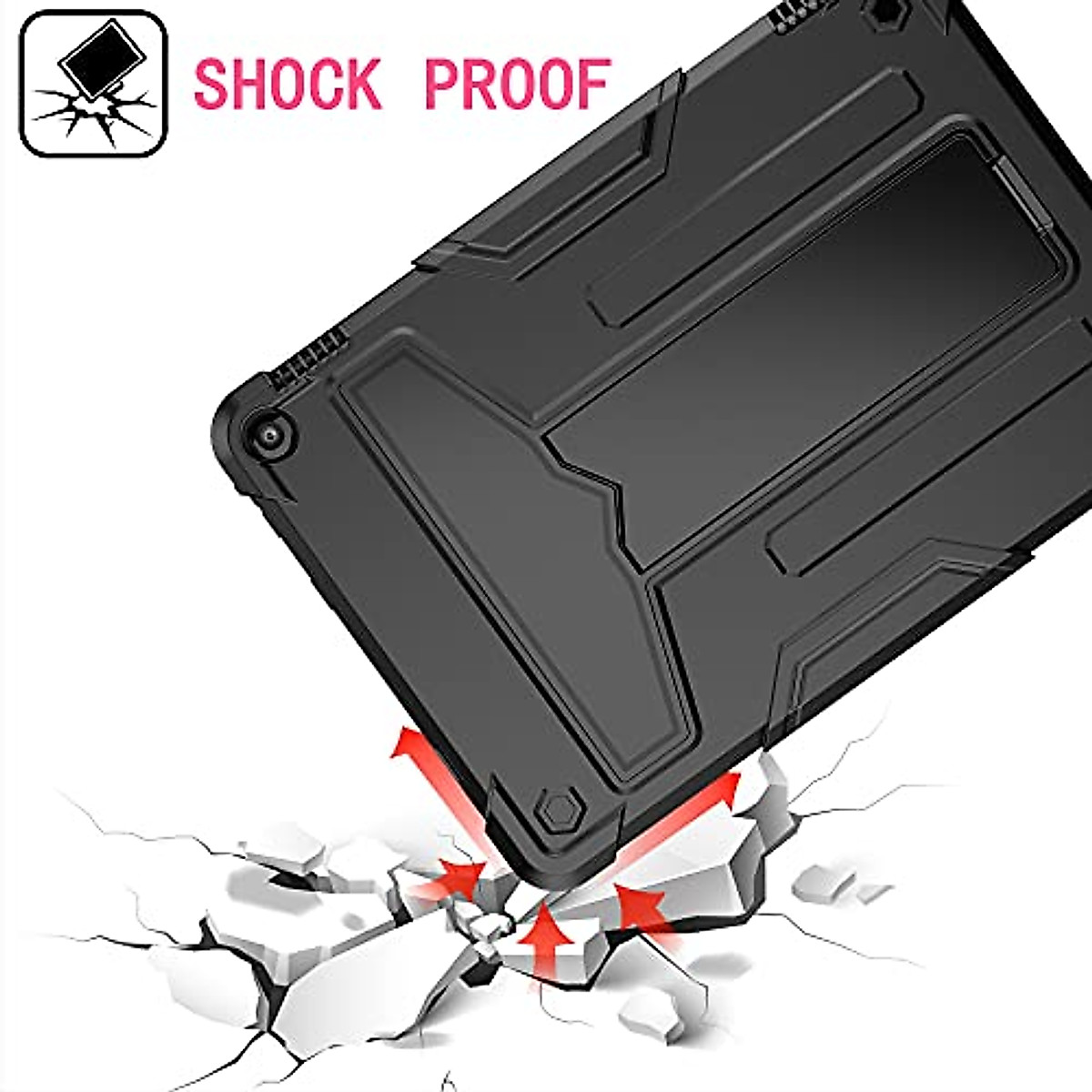 Epicgadget Case for Amazon Fire HD 10 and Fire HD 10 Plus (11th Generation, 2021 Released) - Heavy Duty Shockproof Hybrid Case with Kickstand + 1 Screen Protector Film and 1 Stylus (Black/Black)