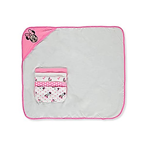 Cudlie Accessories Disney Baby Minnie Mouse Hooded Towel with 5 Piece Washcloth Set, Cute Face Print, GS71797 Pink One Size