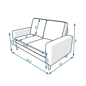 Panana Small Loveseat Sofa Upholstered Couch Modern Linen 2 Seater Love Seats for Living Room, Apartment, Small Space, Brown
