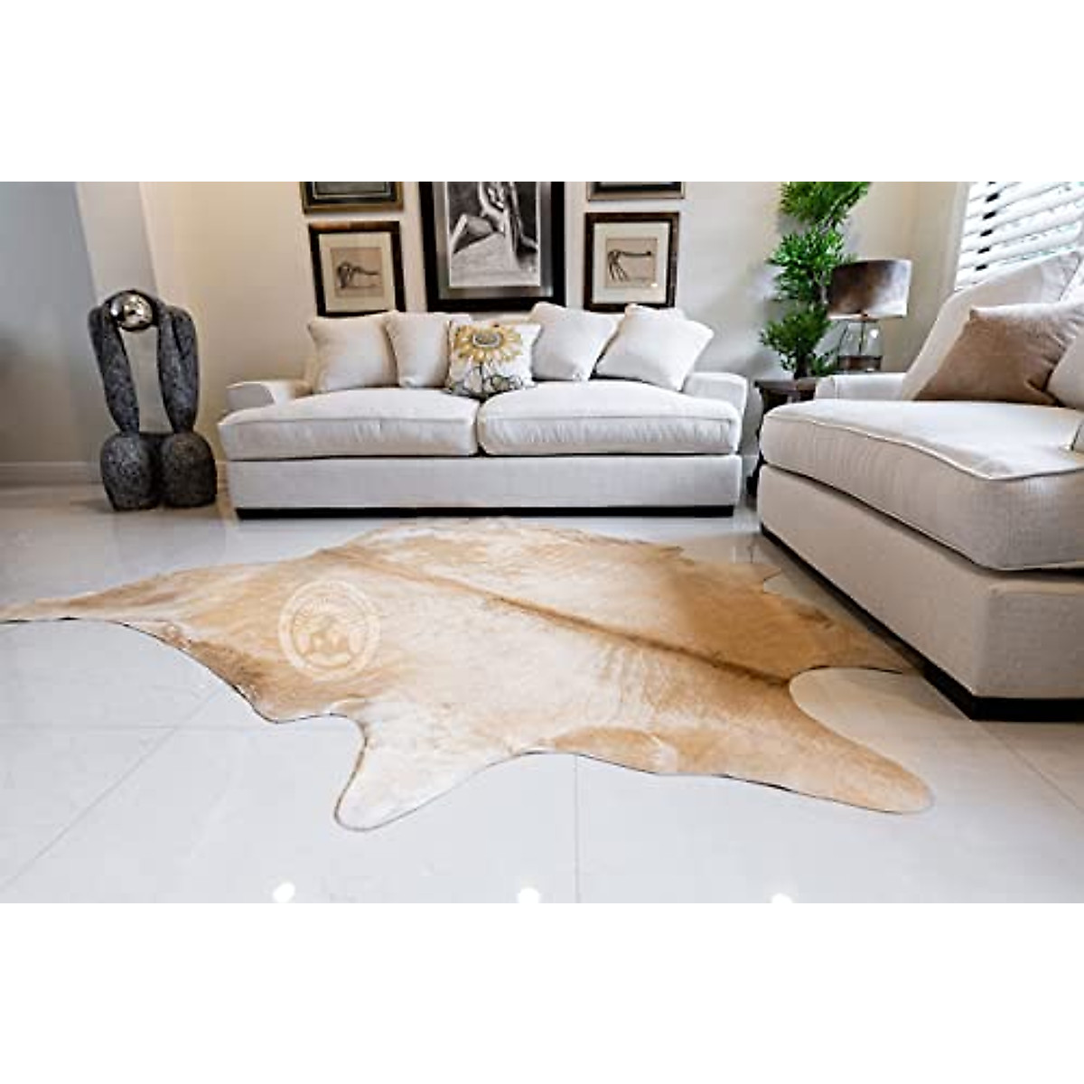Genuine Palomino Beige Cowhide Rug XL 6 x 7-8 ft. 180 x 240 cm