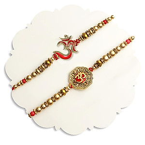 TIED RIBBONS Set of 2 Bhai Dooj Rakhi for Brother Rakhi for Bhaiya | Wishes Card | Tikka Bhai Dooj - Raksha Bandhan Rakhi Bracelet for Brother | Bhai Rakhi 2 Set | Bhai Dooj Roli Rakhi Set for Brother