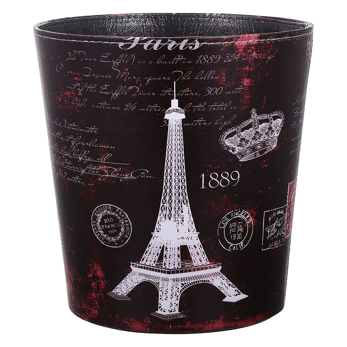 HANABASS Garbage Cans Eiffel Tower Waste Basket Kitchen Compost Bin European Style Waste Container PU Leather Trash Bin Garbage Can Storage Bucket Garbage Bin Waste Paper Basket Kitchen Compost Bin