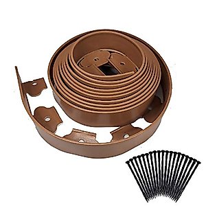 Instant Edging - Brown 20ft Premium No Dig Yard Edging Kit, for Landscaping, and Flower Gardens Border - (2" High) - Includes 18 Edging Stakes (Brown)