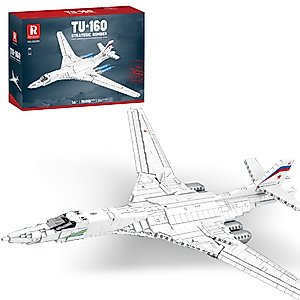 MISINI 33036 Aircraft Building Blocks Kit, 1598 Pcs Soviet Supersonic TU-160 Strategic Bomber White Swan Aricraft Model Building Blocks, Jets Building Blocks Sets, Gifts for Military Fans and 14+