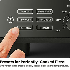 CHEFMAN Indoor Pizza Oven - Makes 12 Inch Pizzas in Minutes, Heats up to 800°F - Countertop Electric Pizza Maker with 5 Touchscreen Presets, Pizza Stone and Peel Included - Stainless Black
