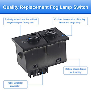 WMPHE Fog Light Switch Compatible with 2003-2006 Chevy Silverado 1500 2500 Avalanche Suburban Tahoe 2003-2006 GMC Sierra 1500 2500 Yukon Cadillac Escalade ESV EXT Replacement for D7096C 15143597