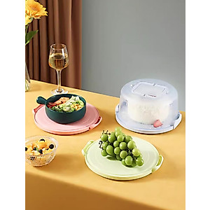 GLOGLOW 6/8 Inch Round Cake Carrier, Portable Cake Stand Cupcake Carrier with Lid Handle for Easily Hold Transport Cakes Pies Desserts (Blue)