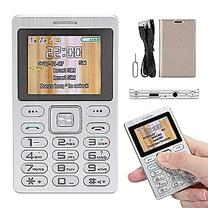 1.77 HD Color Screen Phone, Mini Card Mobile Phone, Ultrathin Cell Phone with 3.5mm Headset Port, Bluetooth Dialer Dual SIM, Intelligent Antiloss Fuction(Silver)