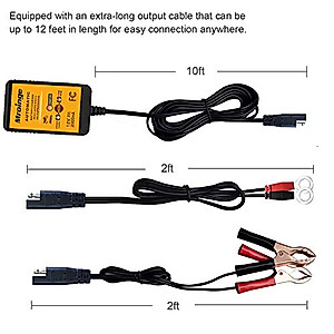 Mroinge MBC022, 12V 2A Lead Acid & Lithium(LiFePO4) Automatic Trickle Battery Charger Smart Battery Maintainer for Car Motorcycle Lawn Mower Boat ATV SLA AGM Gel Lithium(LiFePO4) and More Batteries