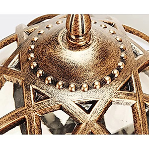 JSBDPHW European Style E27 Pillar Lamp Outdoor Post Light Fixture Creative Spherical Column Light Glass Lampshade Waterproof IP55 Villa Garden Decoration Landscape Light