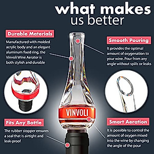 VINVOLI Wine Aerator - New 2023 Luxury Wine Air Aerator - Wine Aerators Pourer - Red Wine Decanter with Aerator - Wine Aerator Pourer Spout - Professional Quality for Wine Lovers and Sommeliers