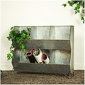 glitzhome Galvanized Metal 6 Bins Organizer Standing Storage Shelf Home Decor