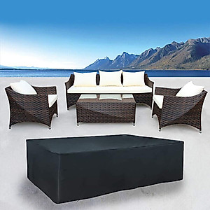 FLR 120x54x38inches Patio Table Cover Veranda Rectanguler Black Waterproof Outdoor Dinner Protector Dust-Proof Table Desk Cover Furniture Covers with Storage Bags for Garden Outdoor Indoor Furniture