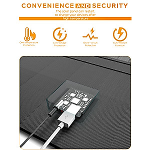 MARBERO Solar Panel 21W Foldable Solar Panel for Portable Power Station Solar Generator, iPhone, Ipad, Laptop, QC3.0 USB Ports & DC Output(3 Interchangeable Adapters) for Outdoor Camping Van RV Trip