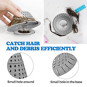 zaa Bathtub Drain Hair Catcher, 3 Pack Silicone Collapsible Drain Protector for Pop-Up and Regular Drains of Bathtub, Tub, Shower, Bathroom