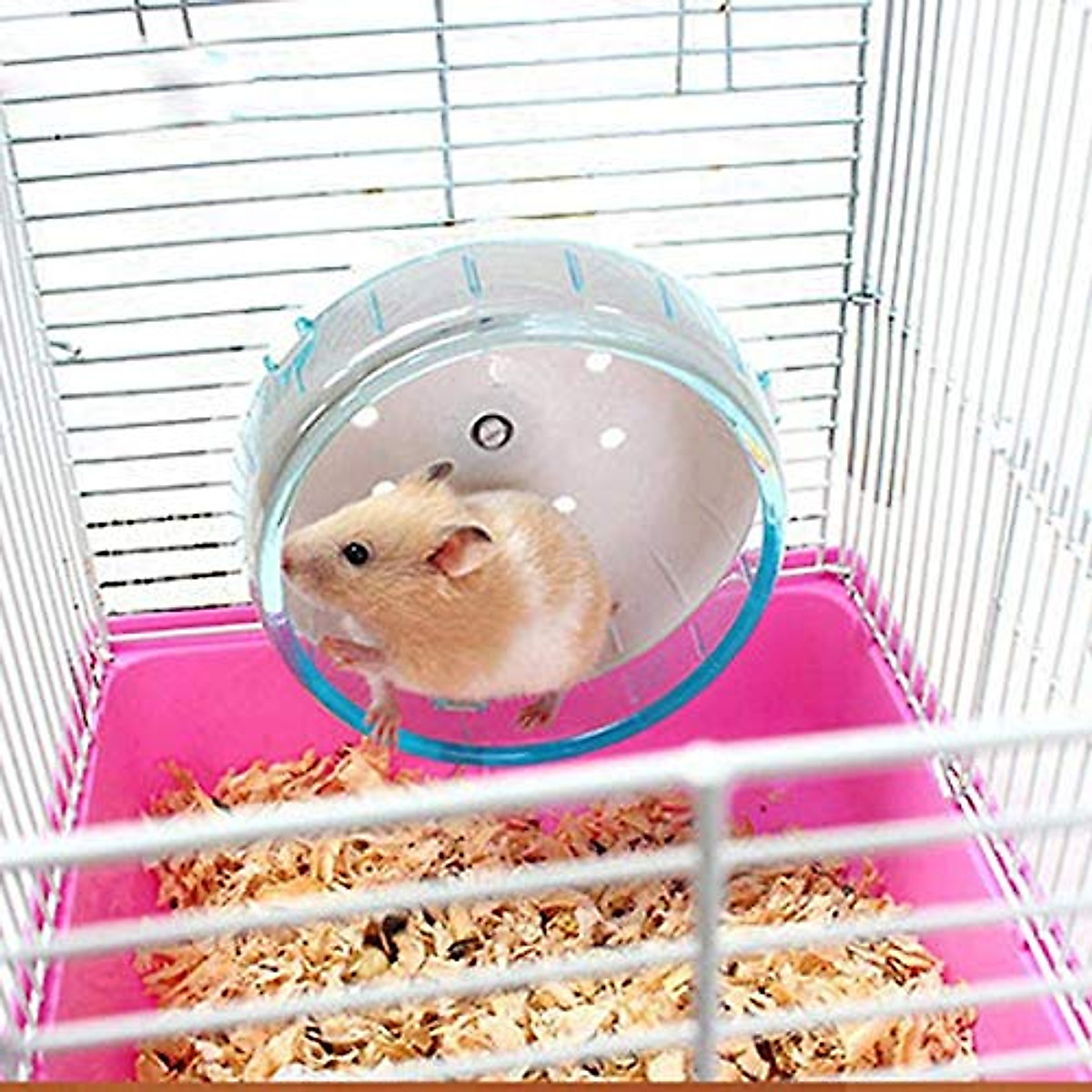 gutongyuan 5.5inch Small Pets Guinea Pig Hamster Wheel Running Sports Round Wheel Hamster Cage Accessories Gerbil Exercise Wheel for Animal Pet Toy (Blue)