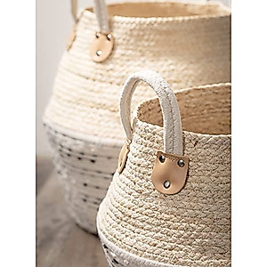 Decorative Basket Set Of 2 Brown Cotton