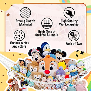 Mia Weaver Stuffed Animals Jumbo Toy Storage Hammock (Mesh 2 Packs, White)