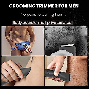Body Hair Trimmer for Men Pubic, Electric Groin Hair Trimmer, Waterproof Wet and Dry Clipper, Ultimate Male Hygiene Ball Shaver, Safe Replaceable Ceramic Blade Head, USB Charged and Quiet