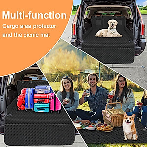 Mancro SUV Cargo Liner for Dogs, Water-Resistant Dog Seat Cover for SUV with Bumper Flap Protector, Sturdy Non-Slip Polyester Pet Trunk Cargo Cover for Vehicles, Vans, Universal Fit (84” L x 54” W)