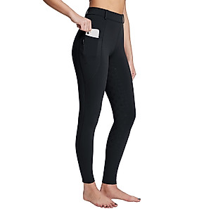 BALEAF Women's Winter Riding Pants Full Seat Breeches Fleece Horse Equestrian Tights Horseback Leggings Pockets Black M