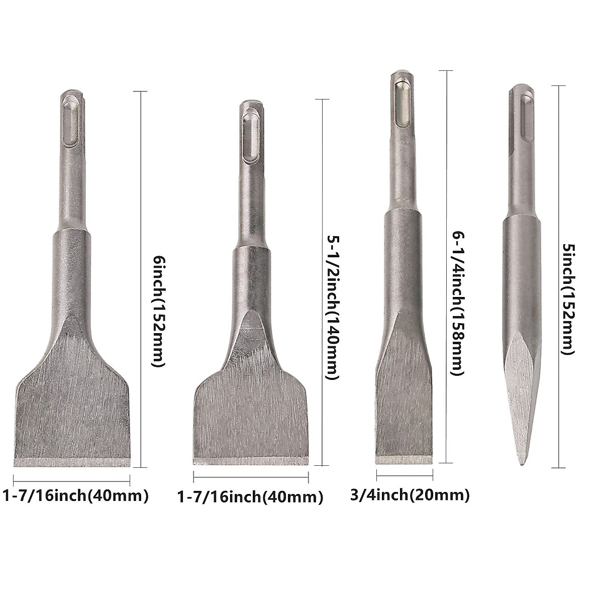 Vearter SDS Plus Shank Electric Hammer Masonry Point Groove Flat Chisel Drill Bit for Tile Cement Concrete Brick Stone…