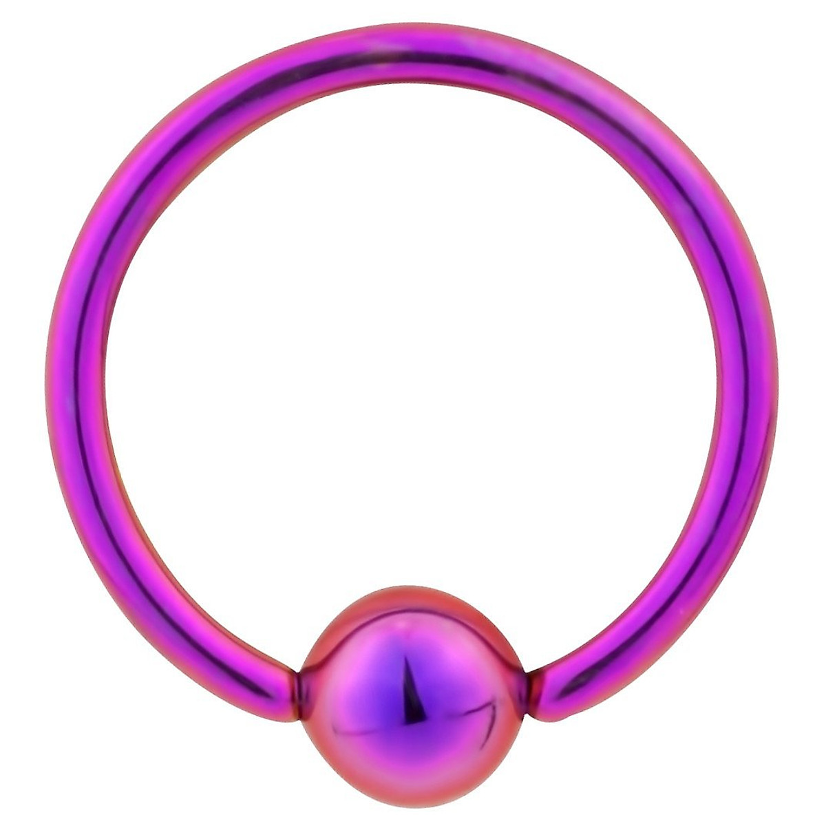 Forbidden Body Jewelry Purple IP Plated Captive Bead Hoop Ring Surgical Steel CBR 14G 1/2 Inch