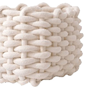 RXMORI Cotton Rope Storage Baskets, Rectangle Woven Storage Baskets, Desktop Storage Basket, White Simple Desktop Storage Organizer for Key Wallet Cosmetics