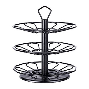 Flagship K cup Holder Carousel 3 Tier for Keurig Pod Holder Metal DIY Install Small for K-cup Storage Stand 21 K Pod Storage
