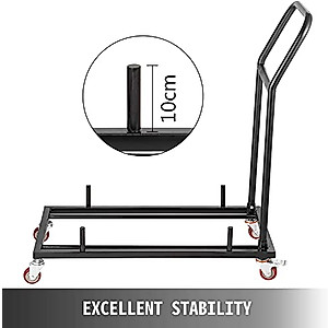 VEVOR Folding Chair Dolly, 39.4"L x 20"W x 43.7"H L-Shaped Steel Foldable Storage Cart, 2 Swivel Casters with Brakes & 2 Fixed Straight Casters, for Commercial Home Kitchen Folding Chairs Transport