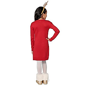 The Children's Place Girls' Long Sleeve Fashion Dress, Red Chistmas Reindeer, Large (10/12)