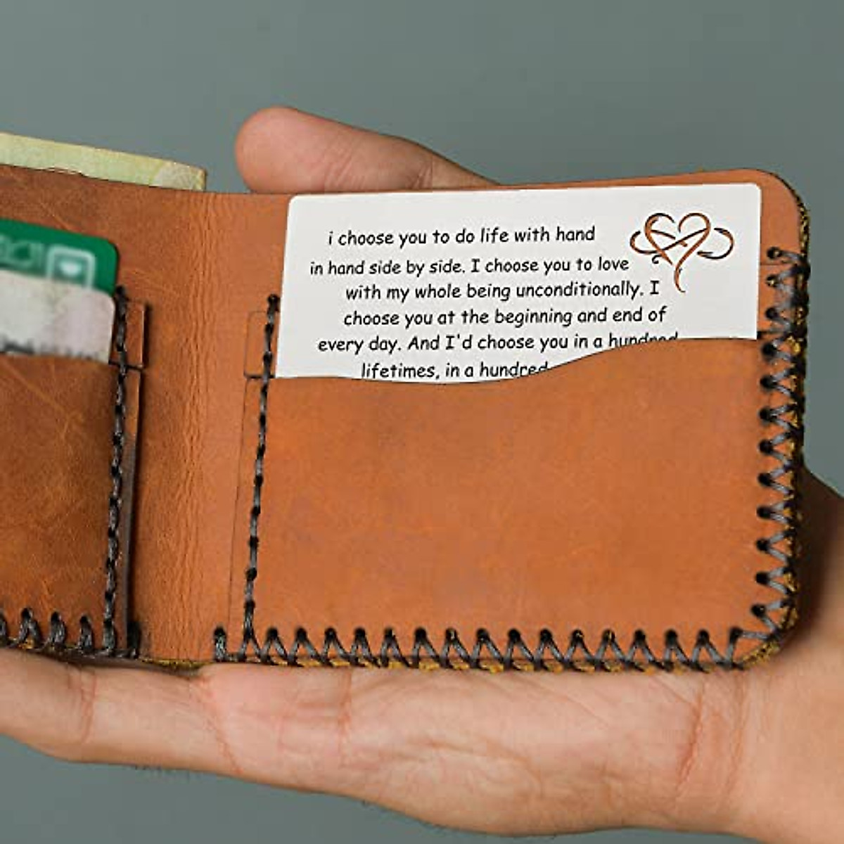 clesellix Love Note Wallet Insert Card, Engraved Wallet Insert Card for Men, Him, Boyfriend Valentine Wedding Anniversary Christmas Birthday Gifts Stocking Stuffer Christmas Predeployment Gift WC5