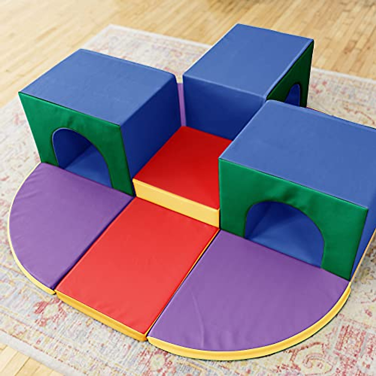 ECR4Kids SoftZone Triple Tunnel Maze, Toddler Playset, Assorted, 9-Piece