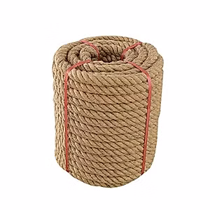 Ganggend Jute Rope (1 in X 100 ft), 25mm Thick Twisted Manila Ropes, Natural Heavy Duty Hemp Rope for Swing Bed, Crafts, Railing, Tug of War, Landscaping, Gardening, Bundling, Hammock, Home Decorating