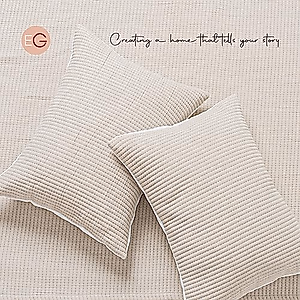 EVERGRACE Quilt King Size, Ultra Soft Cotton Blend Quilt Sets, Pre-Washed Channel Pick Stitch Bedding Sets, Reversible Oversized Bedspread, Lightweight Matelasse Coverlet with 2 Shams, Beige