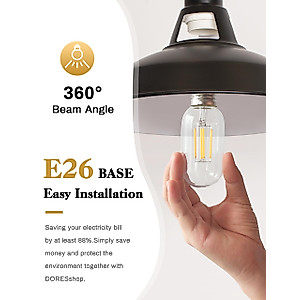 4 Pack LED Edison Bulbs, 4W Edison Light Bulbs, Antique LED Filament Bulbs 40W Equivalent, E26 Base, T45 LED Bulb with Clear Glass, Warm White 2700K, Non Dimmable, Great for Home, Bedroom, Office