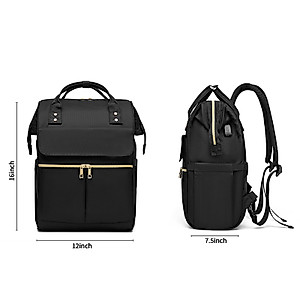 seyfocnia Laptop Backpack for Men,15.6 Inch Computer Bags for Laptops for Men Travel Backpack Purse Nurse Teacher Backpack College Work Bags Waterproof Laptop Backpack for Women with USB Port,Black