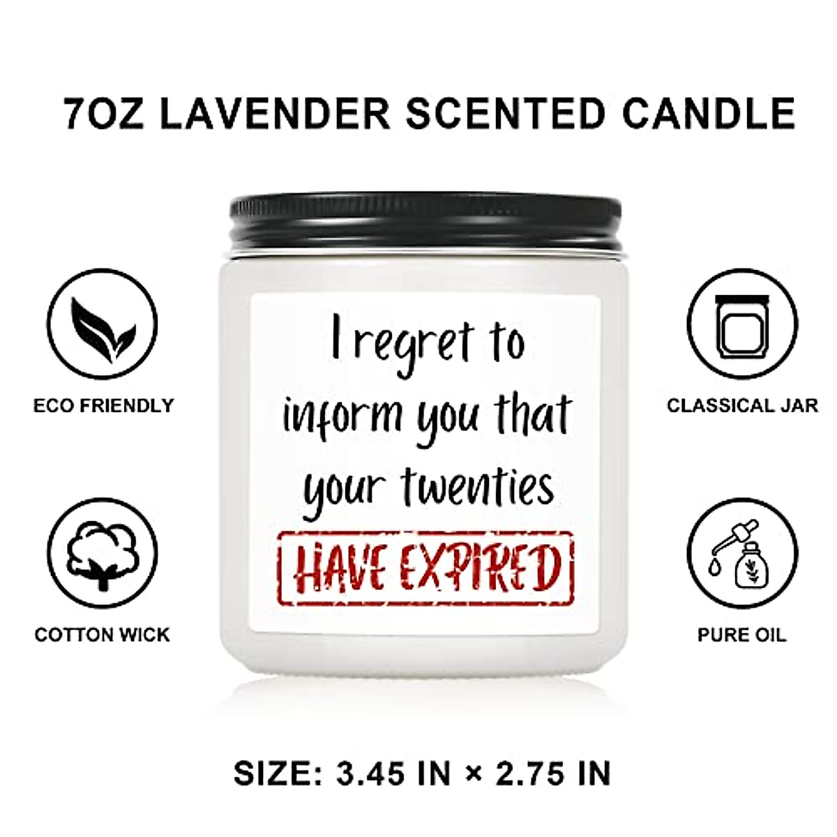 30th Birthday Candle Gift, Funny 30th Birthday Gifts for Women, Men - 30th Birthday Gift Present for Her, Him, Friends, Sister, Brother, Wife, Husband - 30th Gift Ideas - 7oz Lavender Scented Candles