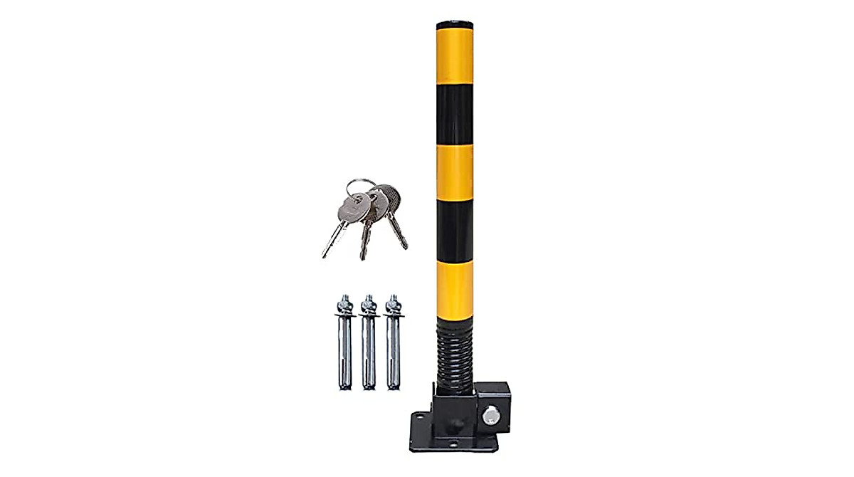 CAIMIAO Folding Security Post - Lockable Car Parking Bollard