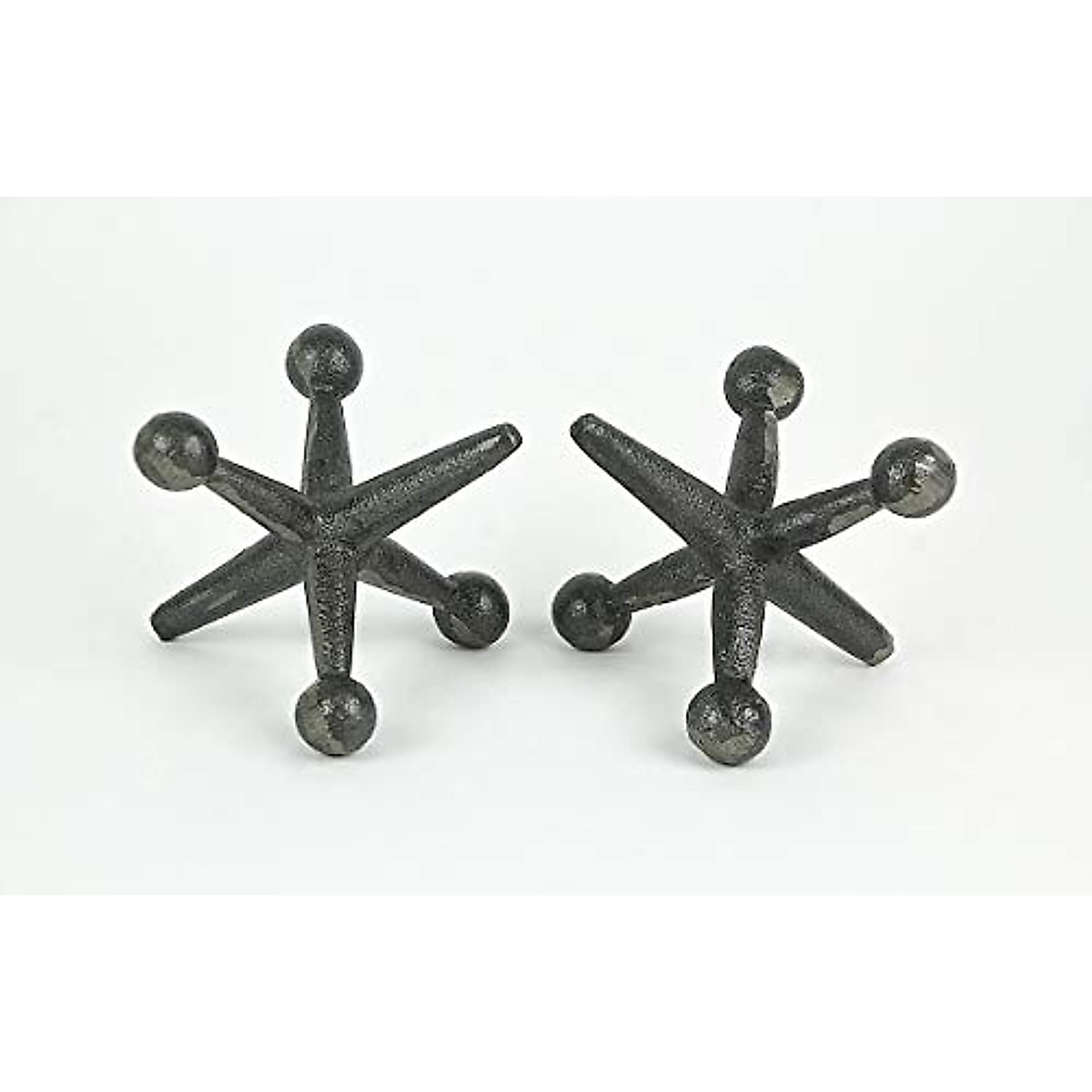 Retro Matte Grey Cast Iron Giant Jack Decorative Bookends - Table Sculptures - Door Stops 3.75 Inches Long