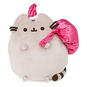 GUND Santa Claws Pusheen Holiday Plush Stuffed Animal Cat, Gray and Pink, 9.5”
