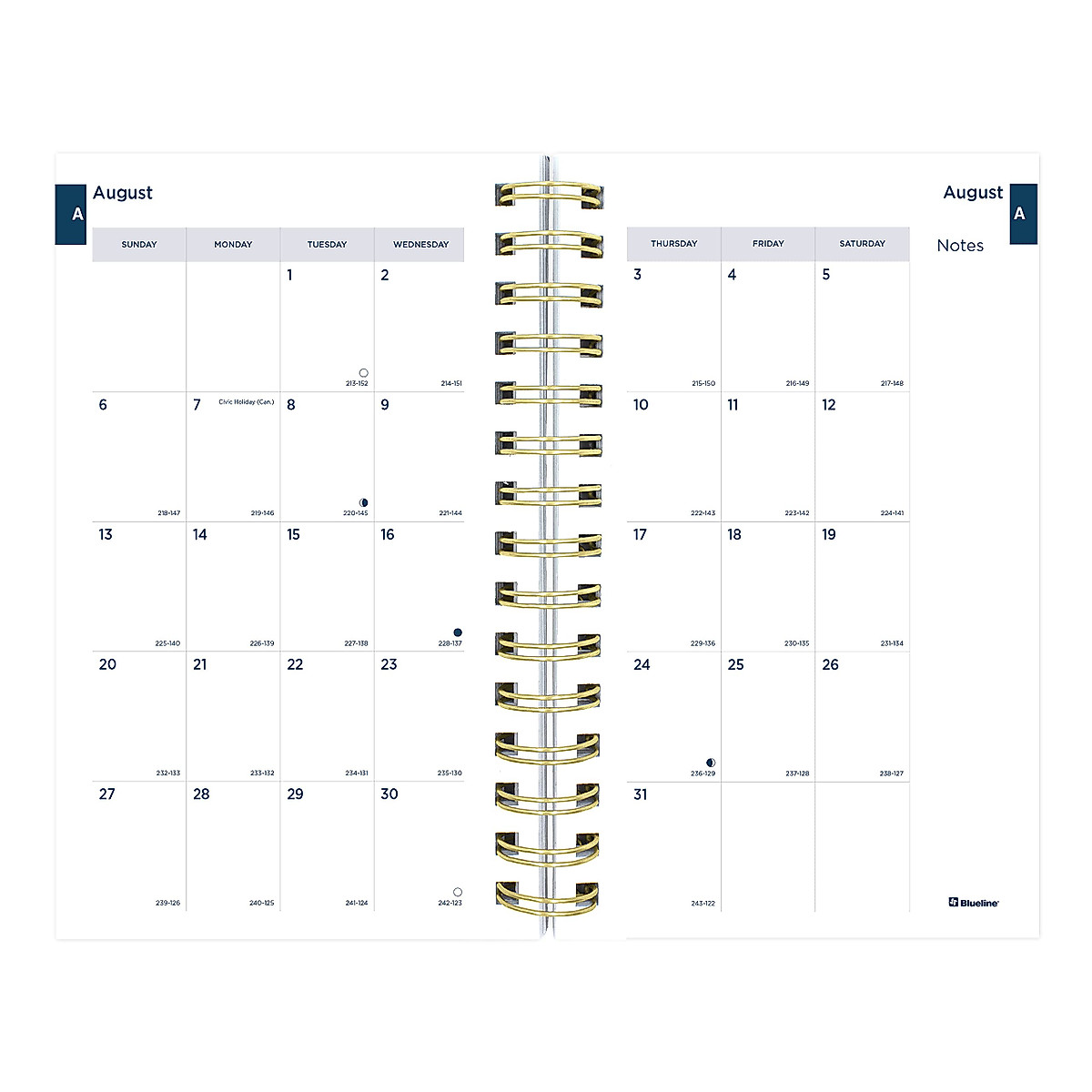 Blueline Essential Academic Daily/Monthly Planner, August 2023 to July 2024, Gold Twin-Wire Binding, Poly Cover, 8" x 5", Blossom Design, Yellow (CA214PG.02-24)