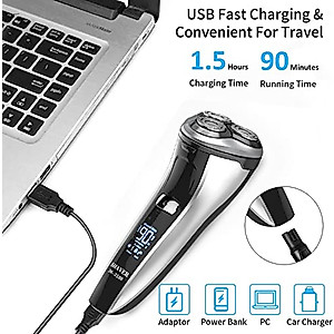 Electric Shavers Men, Mayeec Electric Shaver for Men Cordless Rechargeable,Electric Razor for Men Wet&Dry Waterproof,Mens Shaver with Pop-up Beard Trimmer,Rotary Shaver with LED Display Travel Lock