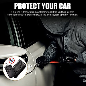 4 Pack Faraday Bags for Key Fob Cell Phone Faraday Cage Protector Anti Theft Key Case Keyless Signal Blocking Key Pouch Remote Entry car RFID Blocker, 2 Sizes(Black, Red,Carbon Fiber Textured)